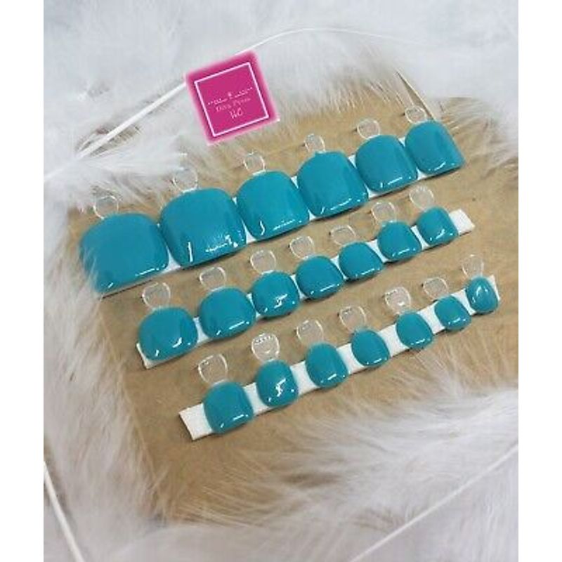 Aqua Blue Gel Press On Toenails, Press On Toenails, Press On Toenails ...