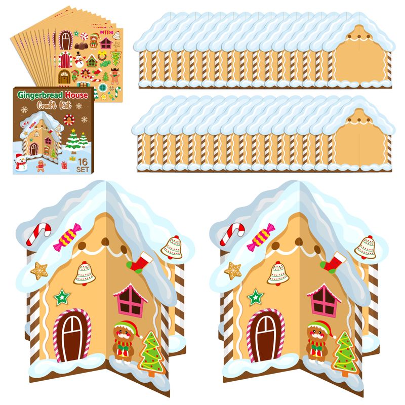 Aginc Berry Christmas Gingerbread House Craft - 16 Set Make Your own 3D ...