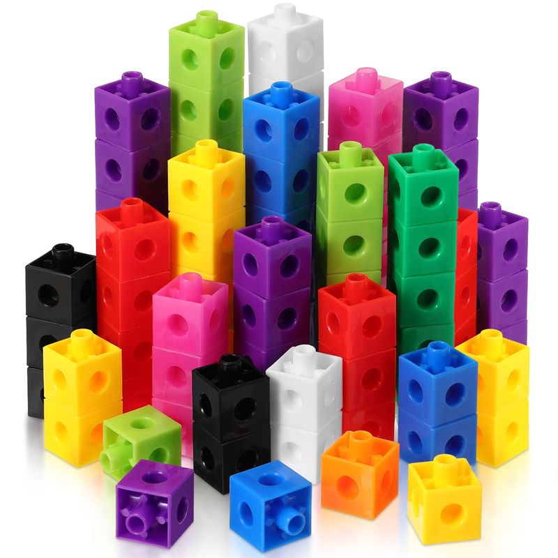 Jenaai 100 Pcs Linking Cubes Plastic Counting Cube Back To School Counting Block Snap Math Cube
