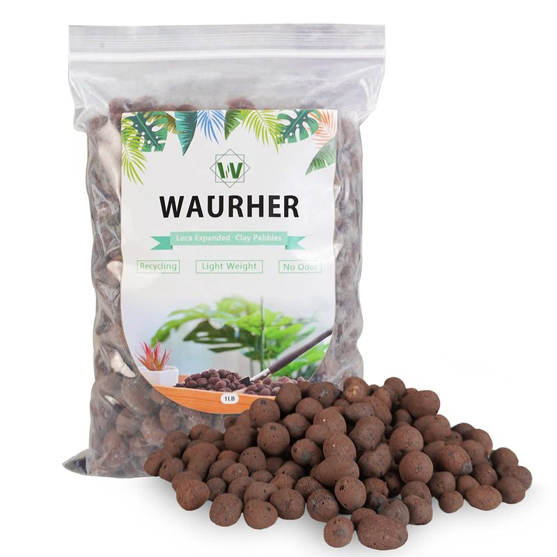 WAURHER Leca Expanded Clay Pebbles 1LBS Grow Media for Indoor Plants ...