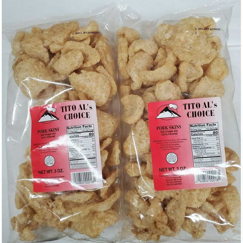 Tito Al's Choice Chicharrones Salt, Vinegar and Garlic Pork Skin (pack ...