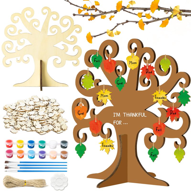 Fall Thanksgiving Trees Wooden Craft Kits - 12 Pack Make Your Own DIY ...