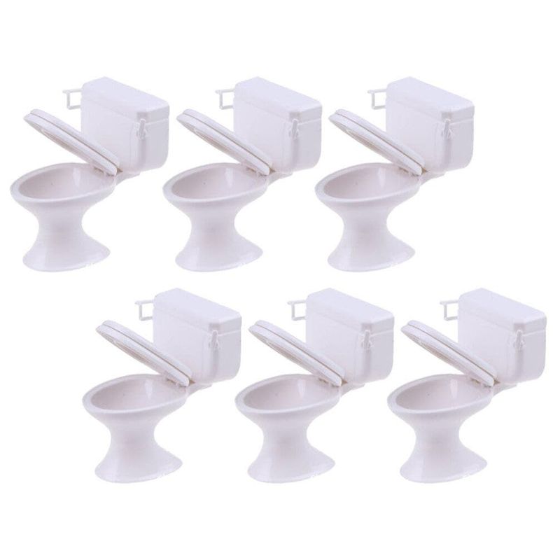 Gadpiparty 6 Pieces Mini Toilet Toy Dollhouse Furniture 1/12 Toilet ...