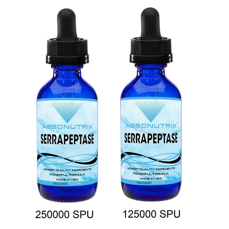 Absonutrix Liquid Serrapeptase 125000 SPU and 250000 SPU combo 4flOz ...