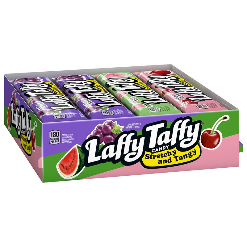 Laffy Taffy Stretchy & Tangy Variety Candy Box, Grape, Watermelon, and ...