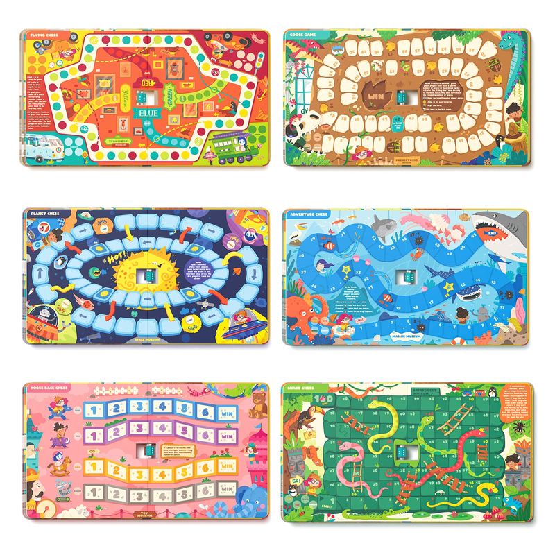 Mideer 6-in-1 Magnetic Board Game Set, Portable Board Game Book ...