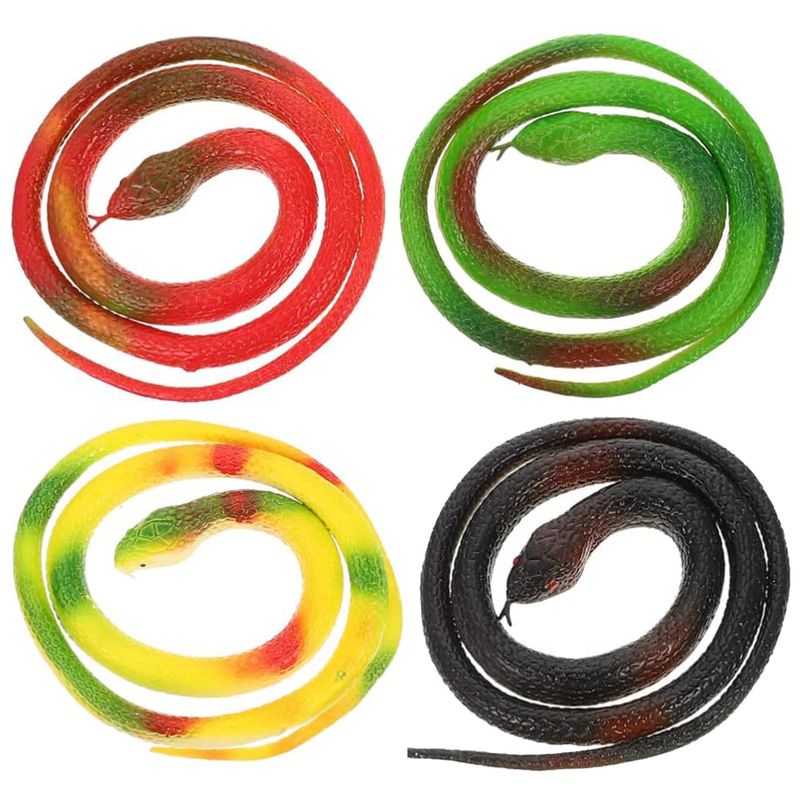 ZJMZZM Realistic Rubber Snakes - 4 Pieces 29 Inch Fake Rubber Snake to ...