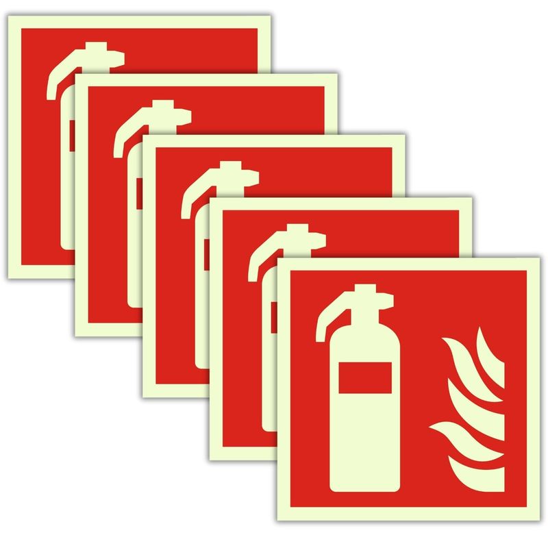 5 Stück - Schild Feuerlöscher (15 x 15 cm - 3mm stark) Alternative zum ...