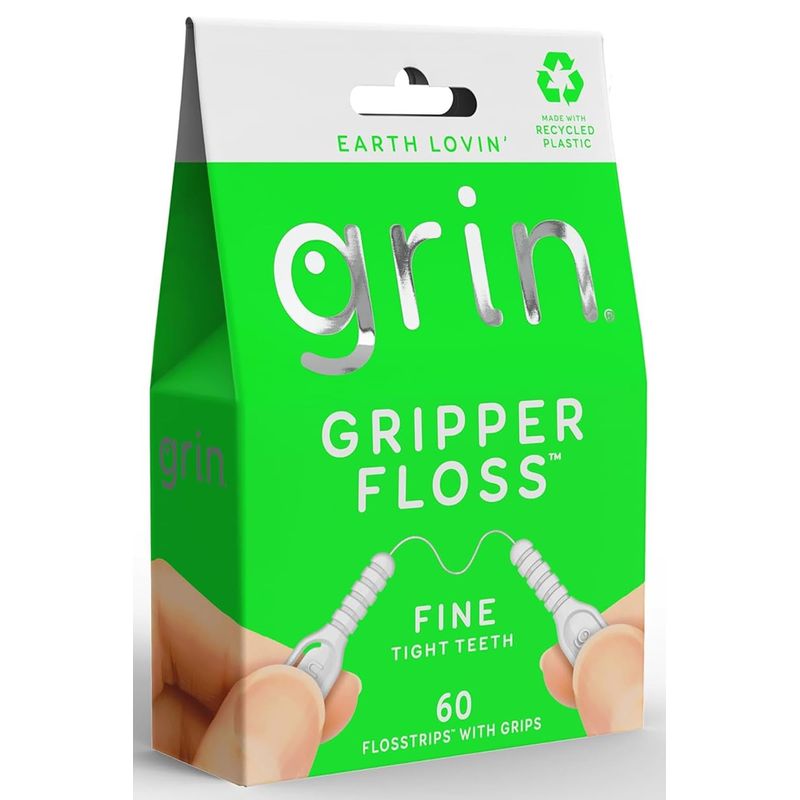 GRIN Gripper Floss, Individually Wrapped Fine Dental Floss, 60 Count ...