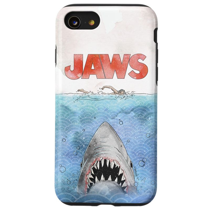 Jaws 50th Anniversary Poster Watercolor Style Dual Sided Case for ...