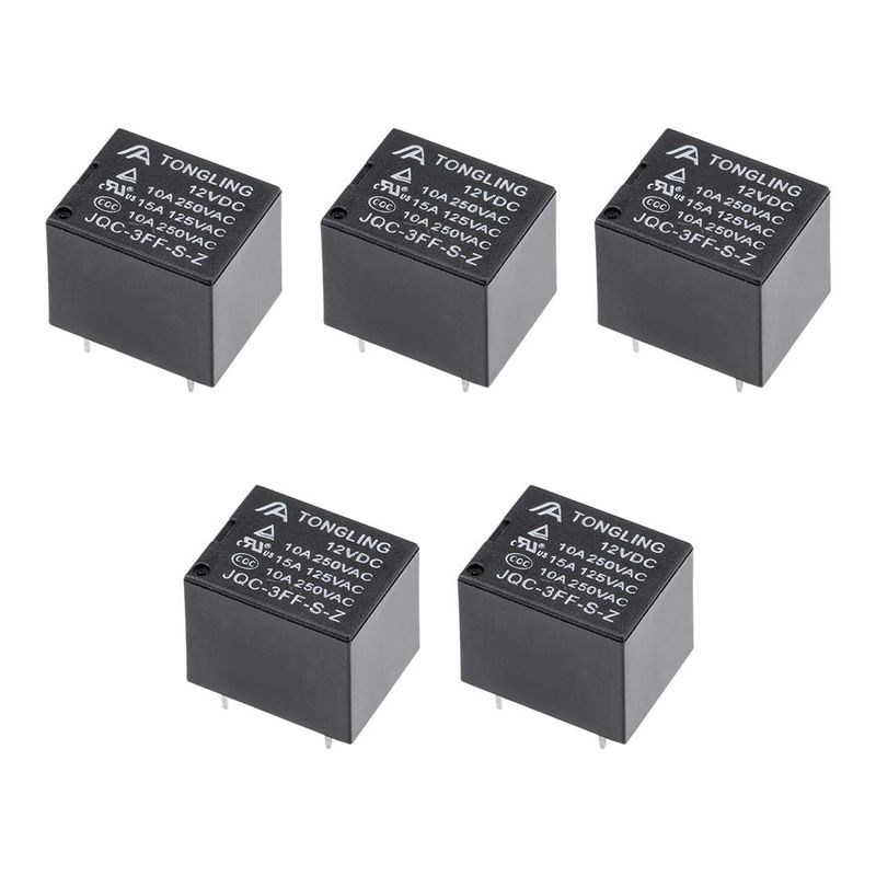 sourcing map 5 Pcs JQC-3FF-S-Z DC 12V Coil SPDT 5 Pin PCB ...