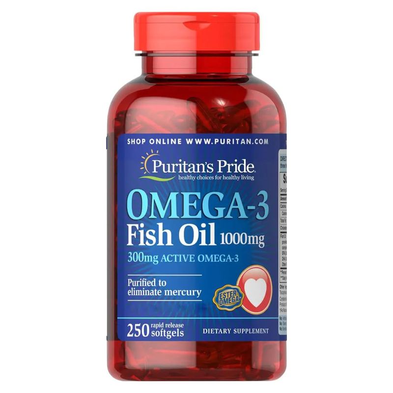 Puritan's Pride Omega-3 Fish Oil 1000 mg (300 mg Active Omega-3), Supports Heart and Joint ...