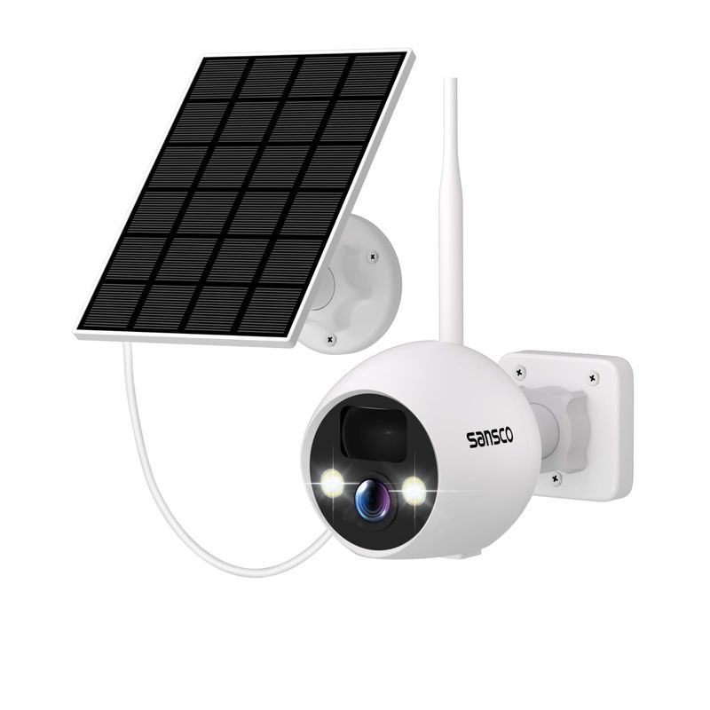 SANSCO Wire-Free Solar Battery Powered Security Camera, 4MP Outdoor ...