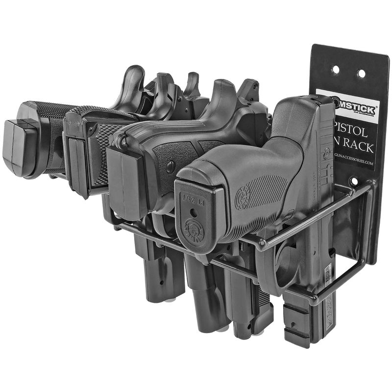 BOOMSTICK 4 Gun Handgun Black Vinyl Coated Pistol Wall Mount Rack ...