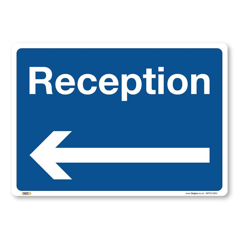 Reception arrow left, A2 594x420mm, Self-adhesive Vinyl Sticker ...