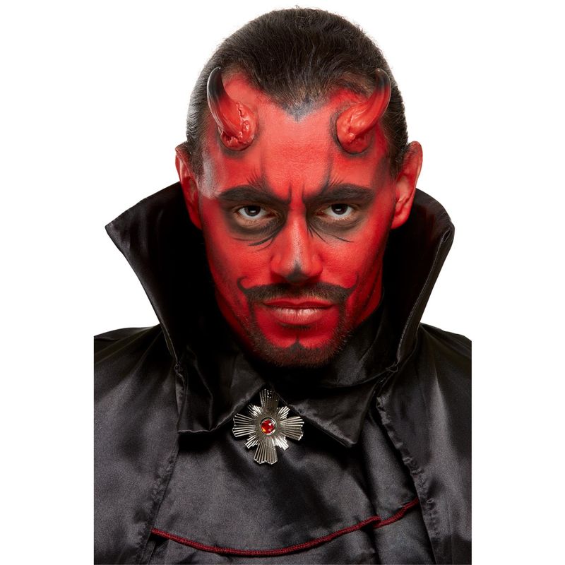 Smiffys Make-Up FX, Devil Kit, Aqua, Red & Black Facepaints, Horns ...
