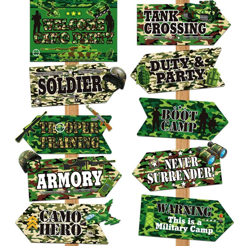 20 Pieces Army Decorations for Party Camo Party Signs Camouflage ...