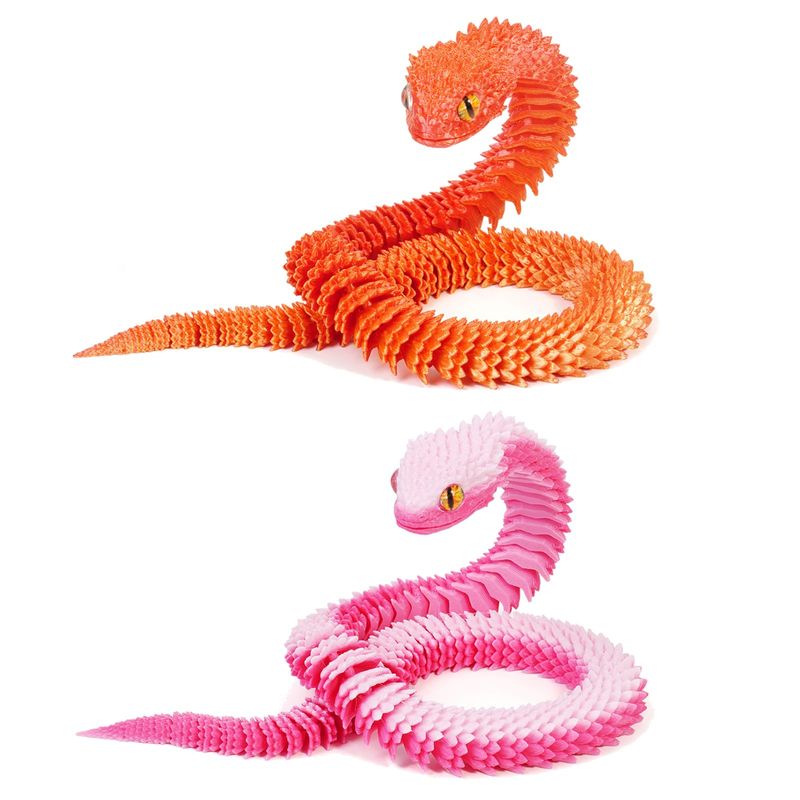 2 PCS 3D Printed Snake, Fidget Snake, 3D Printed Animals, 3D Printed ...