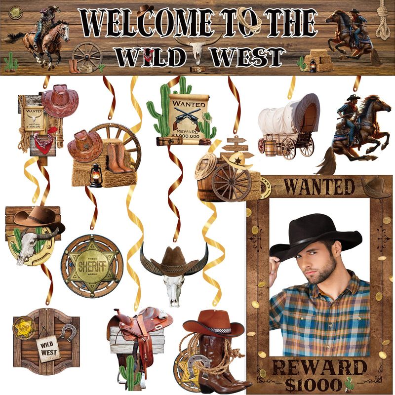 Gilprop 14 Pcs Western Party Decorations Western Cowboy Themed Banner ...