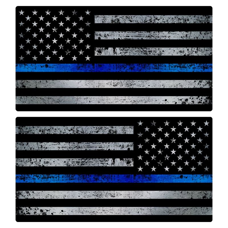 Thin Blue Line Flag Sticker 2 Pack Grunge Mirrored - Online Marketplace ...