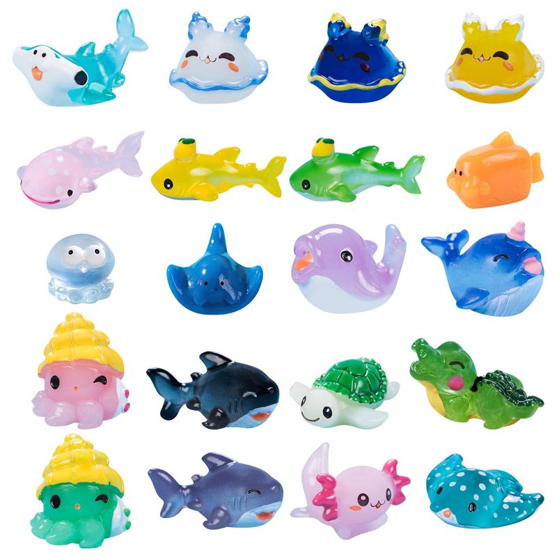 20 Pcs Mini Sea Animals Sea Resin Miniature Figures Resin Ocean Animals ...