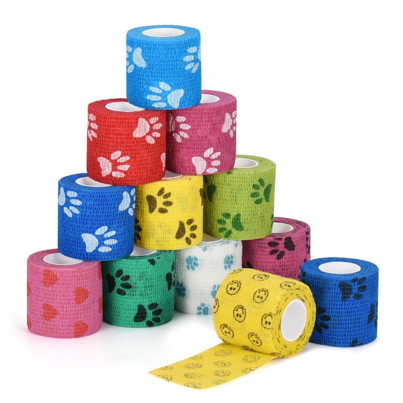 Sagafly 12 Rolls Pet Vet Wrap Cohesive Bandages for Pets Self Adhesive Bandage for Dogs Elastic ...