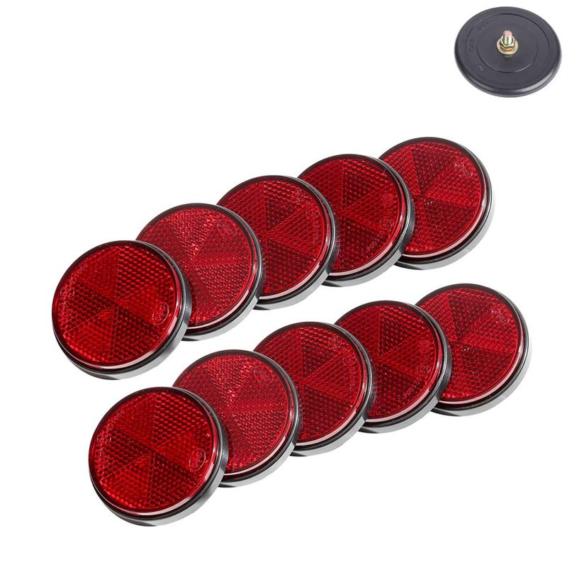 TAEUYYM 10 x Trailer Red Round Reflectors, Round Reflectors for Gate ...