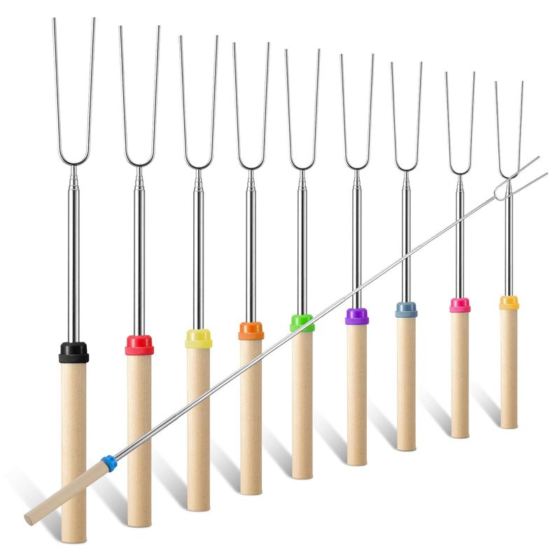TIPTAP Marshmallow Roasting Sticks Set, 10PCS with Random Colors, Extendable and Reusable ...