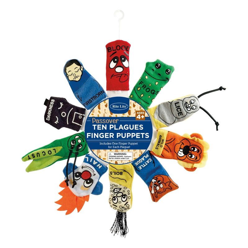 Rite Lite Passover Kids Toy 10 Plague Finger Puppets for Pesach Seder ...
