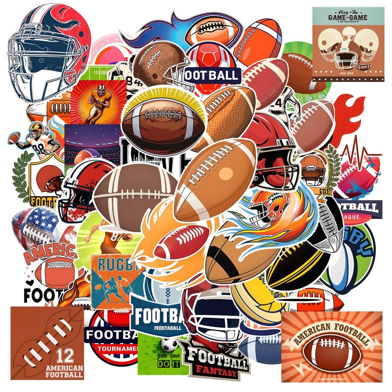 50pcs American Football Stickers Bulk: Football Helmet Stickers Cartoon ...