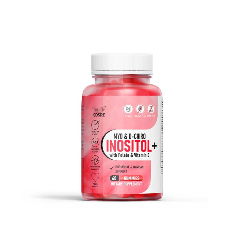 KOSRE Myo-Inositol & D-Chiro Inositol Gummies – 40:1 Ratio with Folate ...