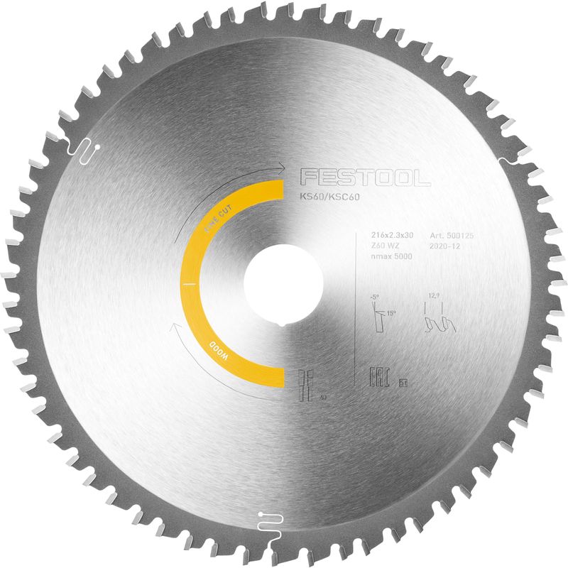 Festool 500125 Fine Tooth Saw Blade 216x2,3x30 W60, Multi-Colour ...