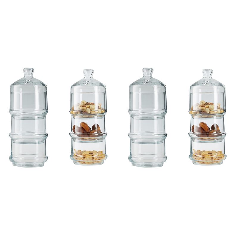 3 Tier Glass Patisserie Domed Jars. (Set of 4) Decorative Macaron ...