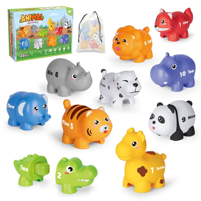 HAPPYMATE Learning Toys for 2 3 4 Year Old, 20 Pcs Number Matching Game ...