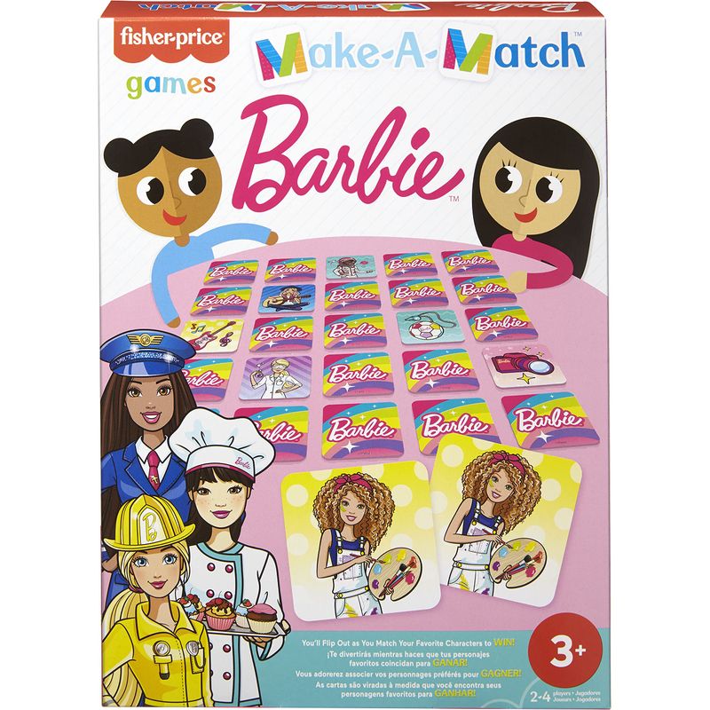 Mattel Games GWN51 Make-A-Match Card Game with Barbie Motifs, Rummy ...