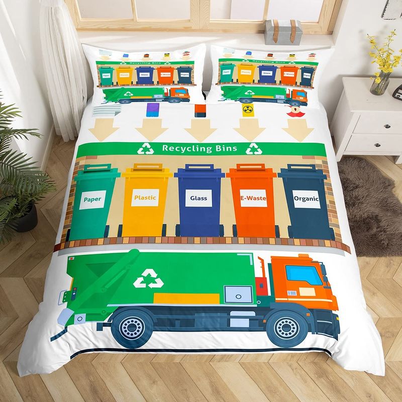 Recycling Trash Truck Duvet Cover Single Size Creen Garbage Truck ...