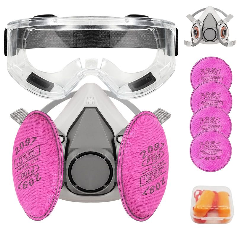 Half Facepiece Respirator, Reusable Respirator with 4Pcs 2097 Filter ...