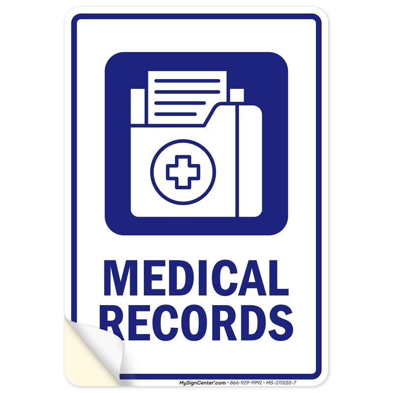 Medical Records With Graphic Sign, 10x7 Inches, 4 Mil Vinyl Decal ...