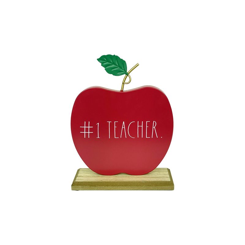 Rae Dunn #1 Teacher Desk Sign – Metal Apple with Wooden Base Plaque ...