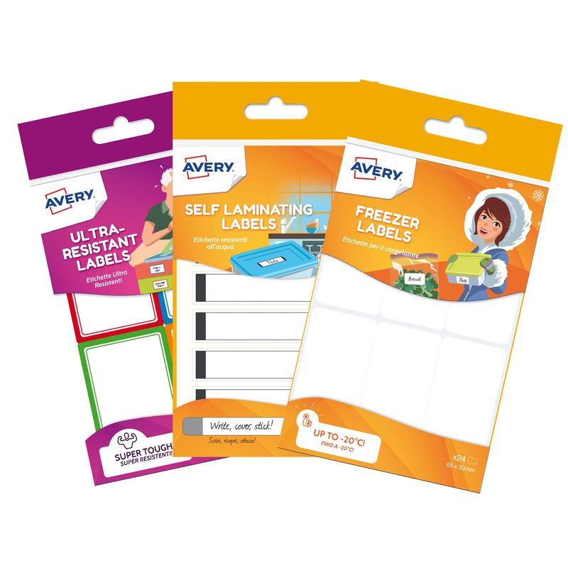 Avery Home Labels, 24 x Freezer Labels, 24 x Waterproof Labels, 16 x ...