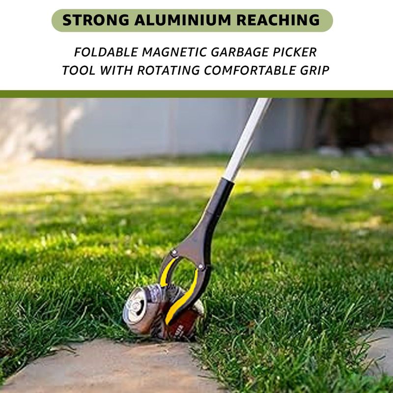 SDMAX Strong Aluminium Reaching Tool, Foldable Magnetic Garbage Picker ...