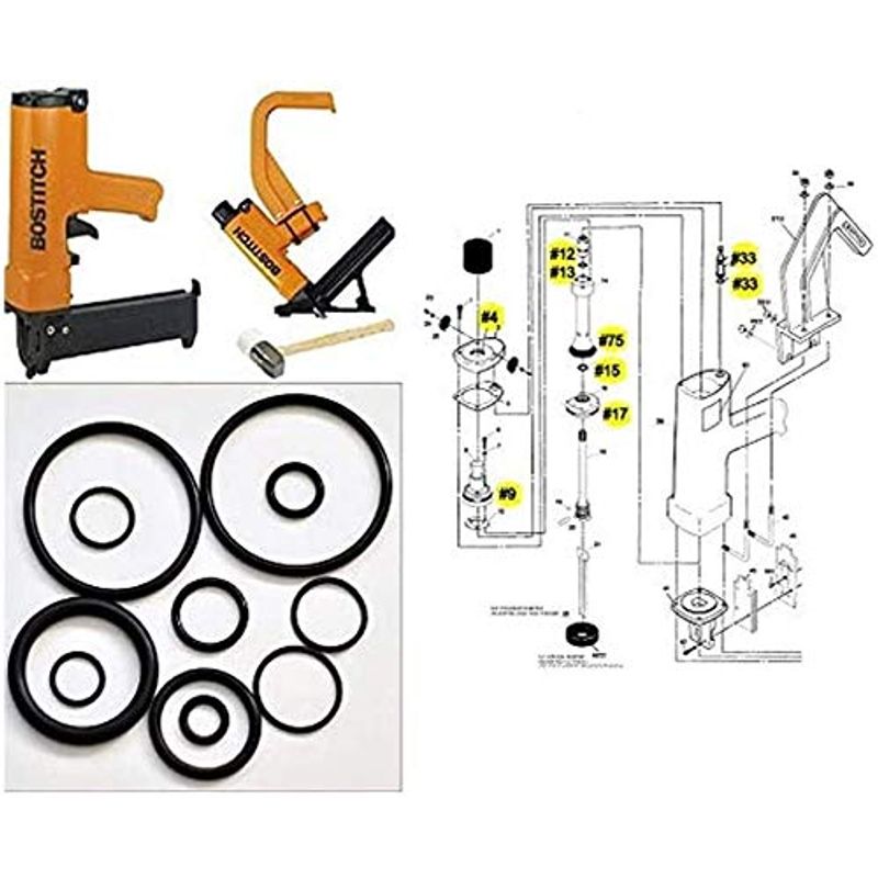 Pro-Parts New O-Ring Maintenance Rebuild Kits for Bostitch Hardwood ...