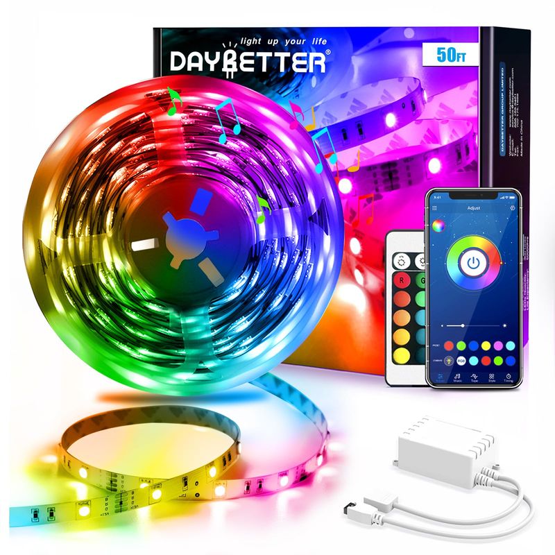 DAYBETTER Led Strip Lights Smart with App Control Remote, 5050 RGB for ...