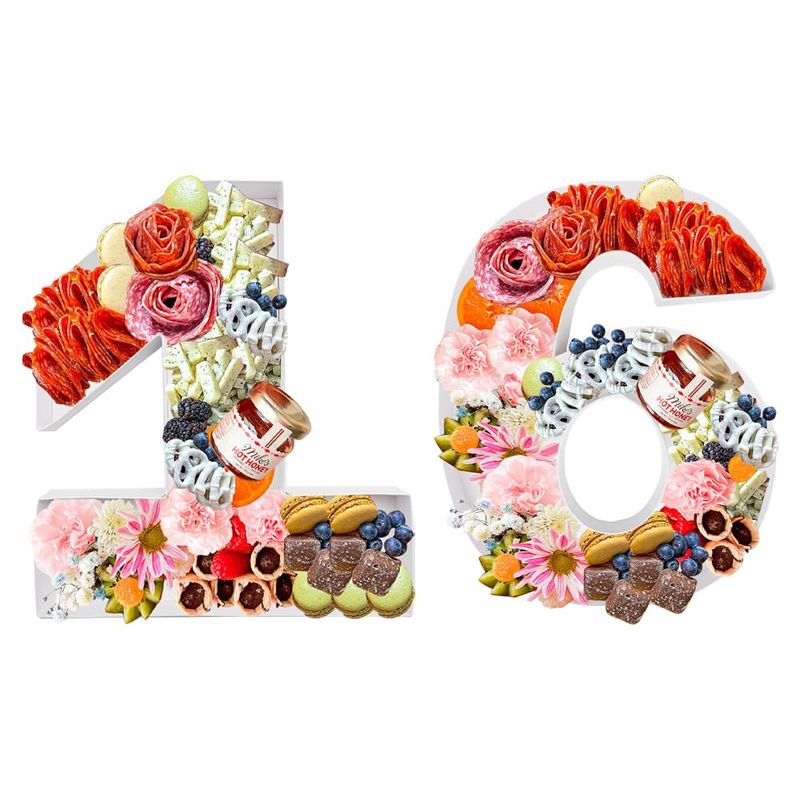 12 inch Fillable Number Paper Mache Cardboard Cutouts Sweet Charcuterie ...