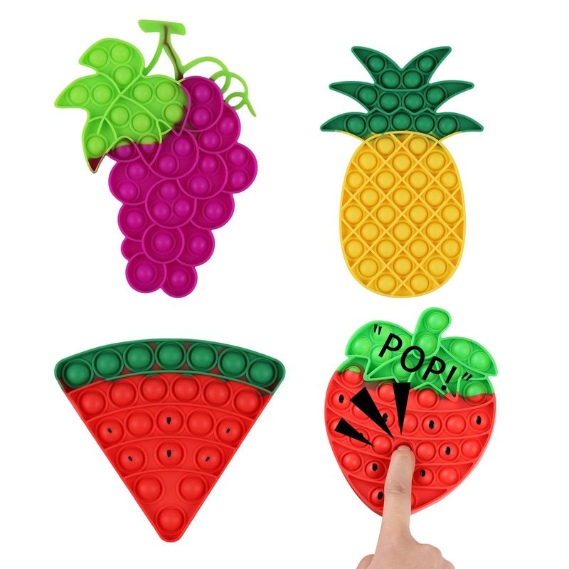 4 Pack Fidget Toys Fruit Silicone Sensory Fidget Poppers Push Bubble ...