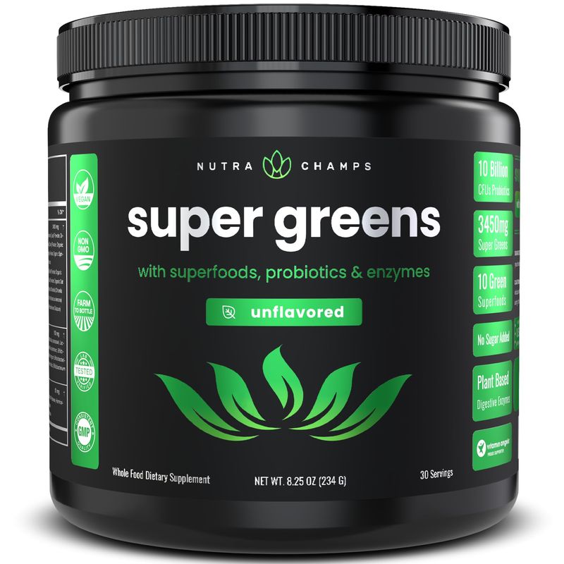 NutraChamps Super Greens Powder Premium Superfood | 20+ Organic Green ...