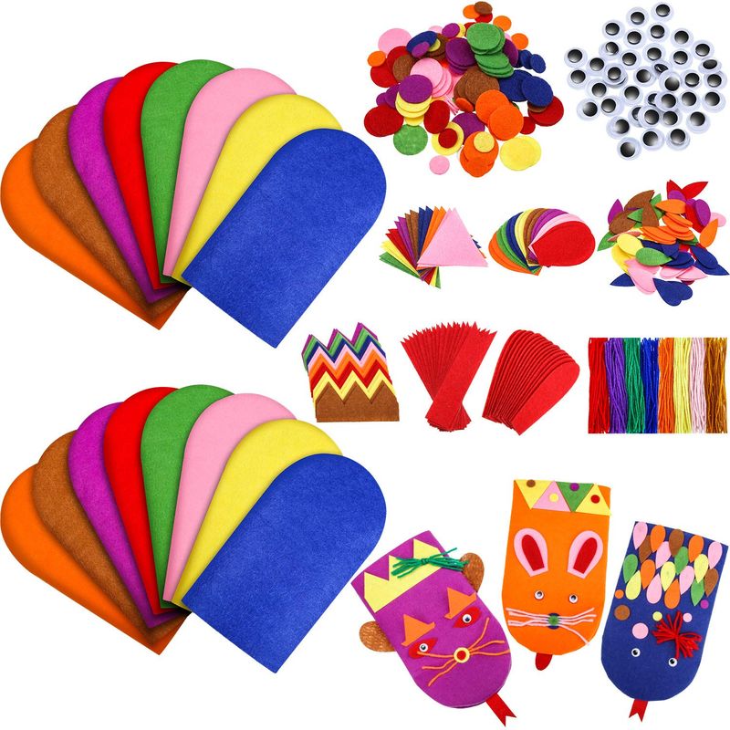 Gejoy 16 Pcs Sock Puppet Kit Kids Adult Hand Puppet Making Kit Hand ...