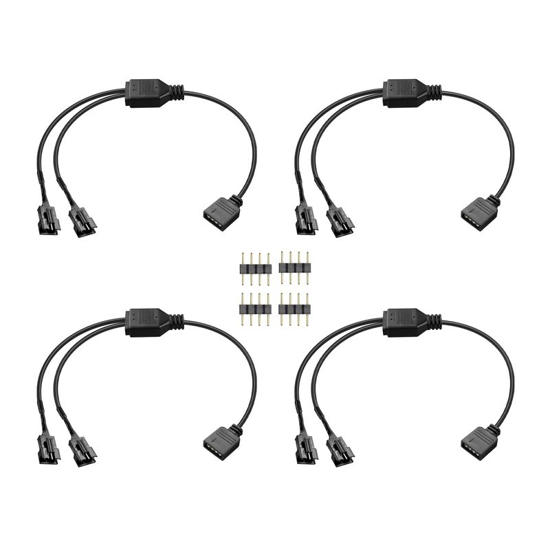 GINTOOYUN 4 PCS 1 to 2 ARGB Splitter Cable 12V 4-Pin Female to Two SM 4-Pin Male Addressable RGB ...