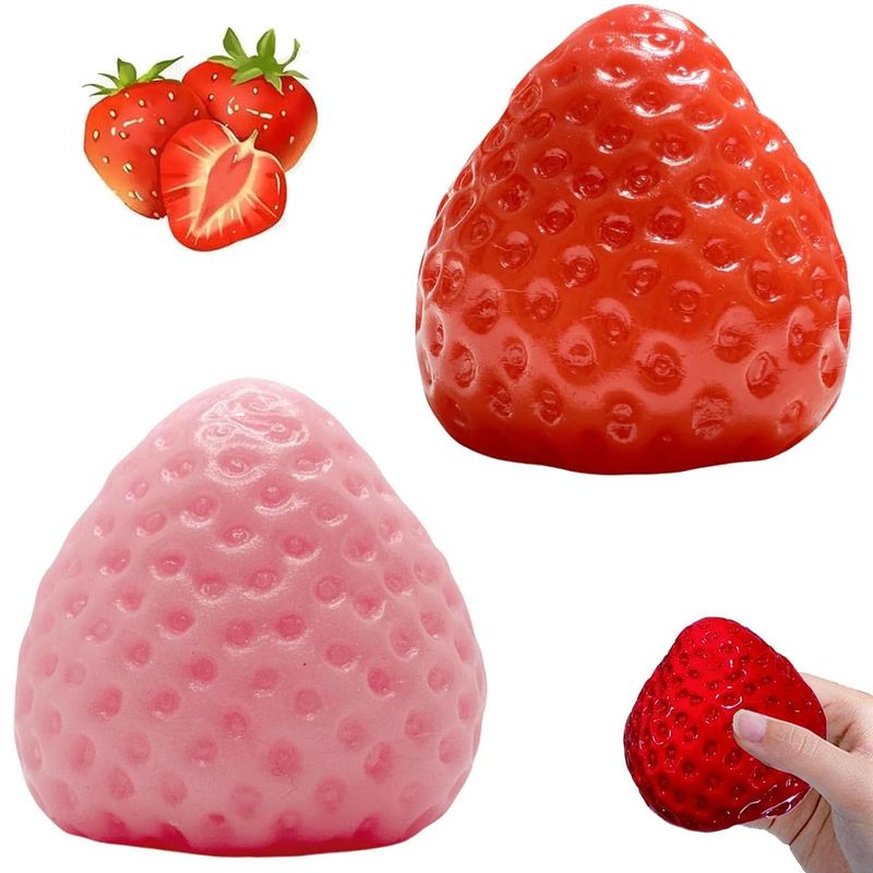 2Pcs Strawberry Squishy, Taba Squishy, Fufu Squishy, Strawberry Squishy ...