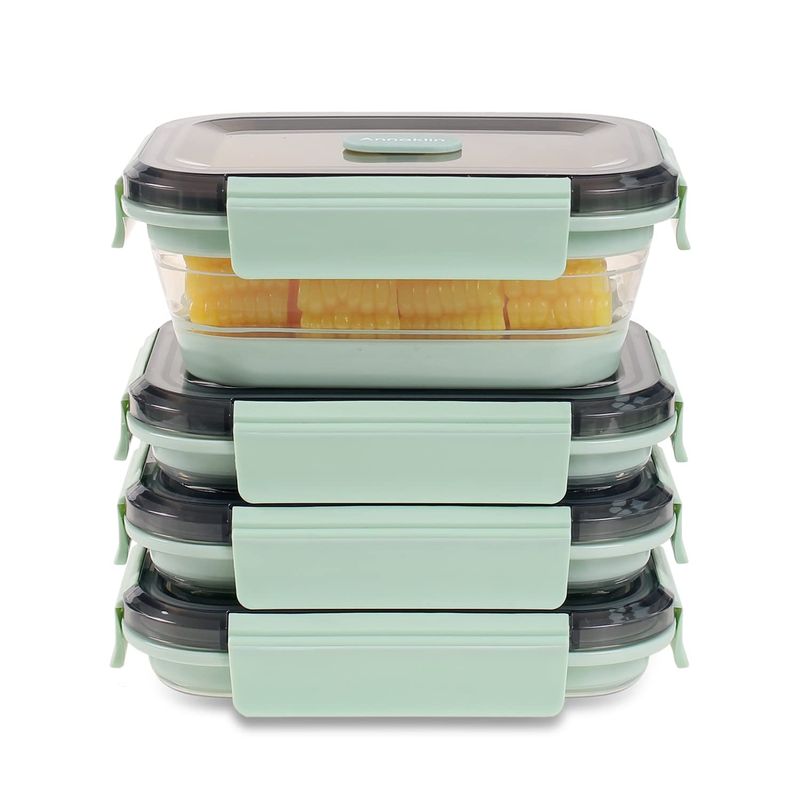 Annaklin Collapsible Food Storage Containers with Lid & Air Vent, Clear ...
